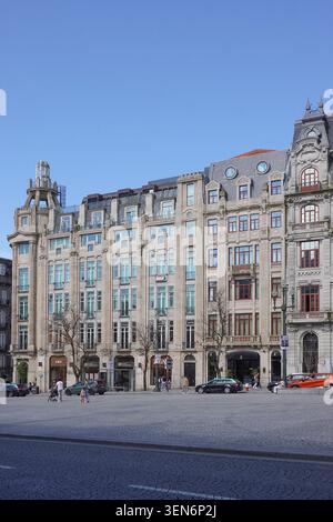 Portugal, Porto, Historic buldings line the neoclassical Avenida dos ...