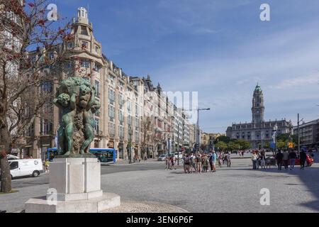 Portugal, Porto, Historic buldings line the neoclassical Avenida dos ...