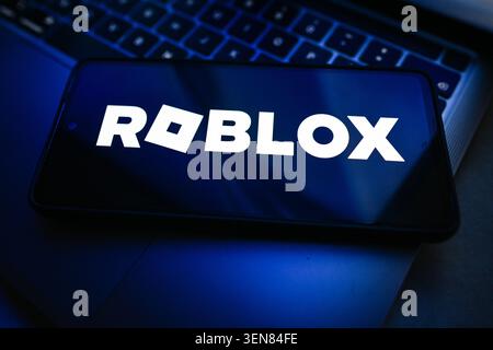 Poland. 10th June, 2026. In this photo illustration, a Roblox logo is ...