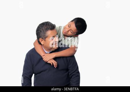 Latino single dad and his 12-year-old Latino son show their love to ...