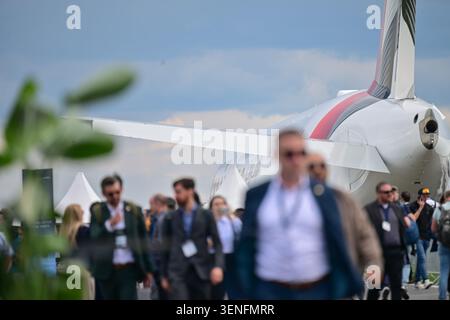 11 June 2026, Brandenburg, Schönefeld: A drone is on display at the ...