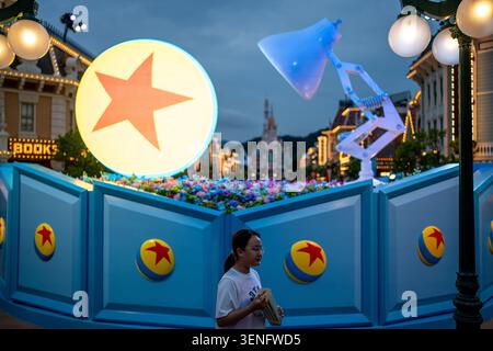 A Pixar themed display with the mascot of Pixar studios Luxo Jr and ...