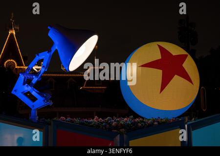 A Pixar themed display with the mascot of Pixar studios Luxo Jr and ...