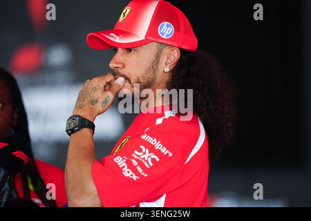 Ferrari driver Lewis Hamilton at the Circuit de Barcelona-Catalunya ...