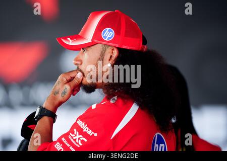 Ferrari driver Lewis Hamilton at the Circuit de Barcelona-Catalunya ...