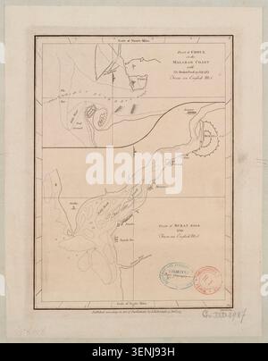 An engraved map by Alexander Dalrymple dated 1774 presents the harbour ...