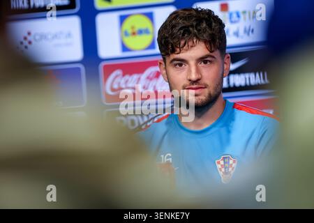 Martin Baturina of Croatia speaks to the media during a press ...