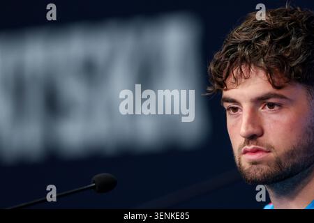 Martin Baturina of Croatia speaks to the media during a press ...