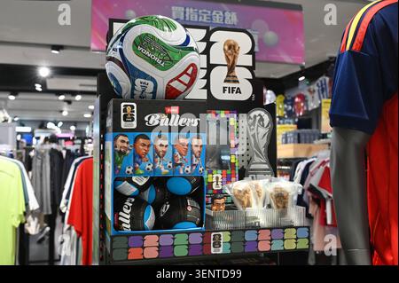A store displaying FIFA World Cup 2026 products, Hong Kong, June 9 ...