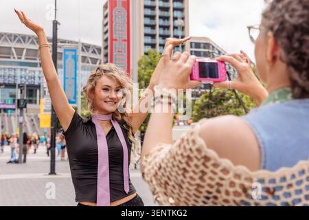 London, UK. 12 June 2026. Fans arrive on Olympic way to attend Harry ...