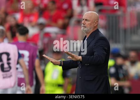 Bosnia head coach Serge Barbarez gives instructions to his players ...