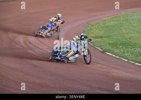 Danny King of Plymouth Gladiators out in front during Heat 11 of the ...