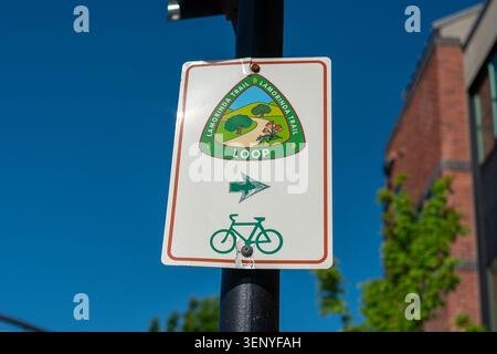 Signage for the Lamorinda Loop bicycle trail, Lafayette, California ...