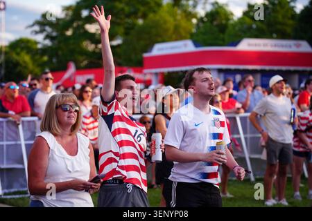 Fans at the Kansas City Fan Zone watching the FIFA World Cup, Group D ...
