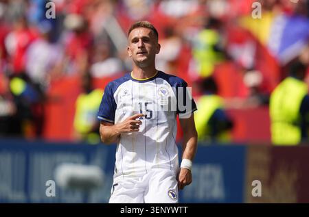 Amar Memic of Bosnia and Herzegovina looks on during the FIFA World Cup ...