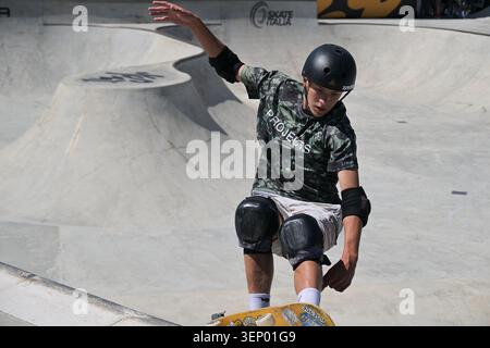 Ostia Park, Ostia, Italy - Taj Wolfender AUS during World Skateboard ...