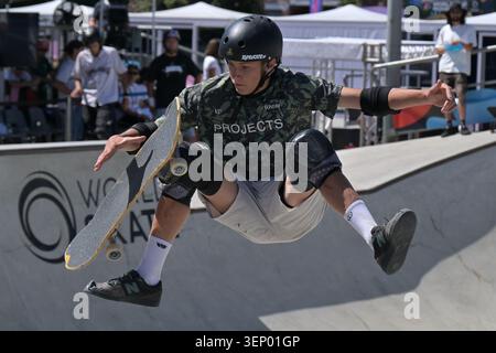 Ostia Park, Ostia, Italy - Taj Wolfender AUS during World Skateboard ...