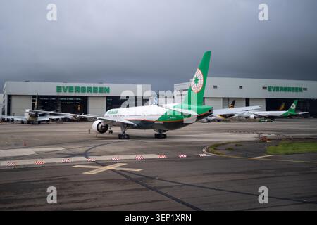 An Eva Air plane at Taoyuan International Airport in Taipei, Taiwan ...