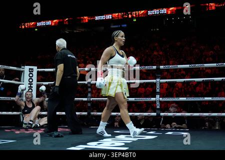 Sheena Bathory after winning against Tina Snows at the AO Arena ...