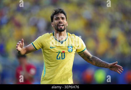 June 14 2026: Lucas Paqueta (Brazil) gestures during Brazil and Morocco ...
