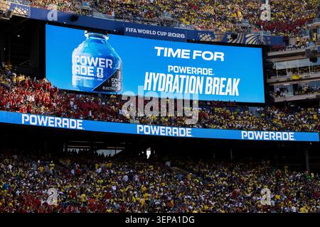 A giant screen displays the write 'FIFA World Cup 2026' during the FIFA ...