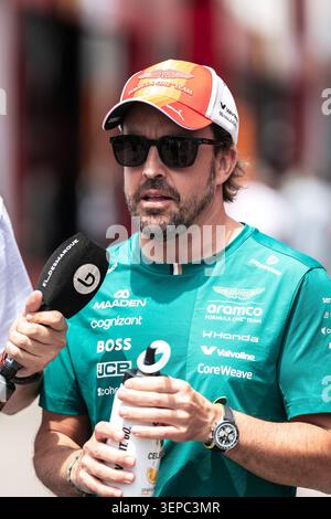 Fernando Alonso of Spain and Aston Martin Aramco F1 Team seen during ...