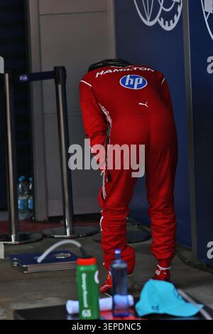 Race winner Lewis Hamilton (GBR) Scuderia Ferrari celebrates on the ...