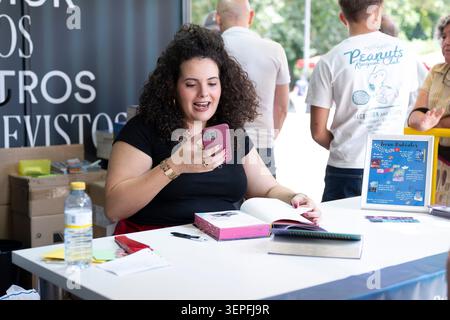 Madrid, Spain. 14th June, 2026. Rosa Mentero signs copies of her books ...