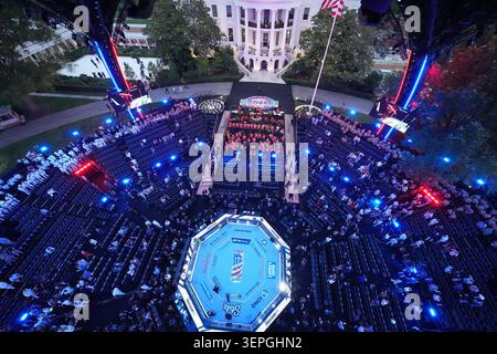 People arrive for UFC Freedom 250 on the South Lawn of the White House ...