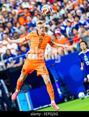Netherlands defender Jan Paul van Hecke (6) speaks to the media for the ...