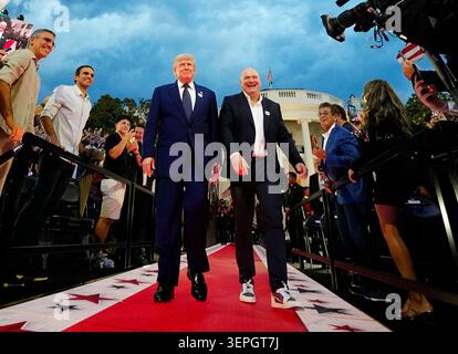 People arrive for UFC Freedom 250 on the South Lawn of the White House ...