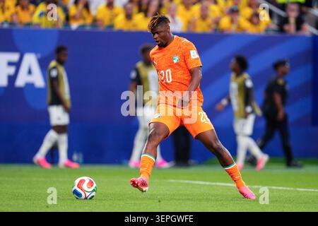 June 20, 2026: Ecuador defender Angelo Preciado (17) heads the ball ...