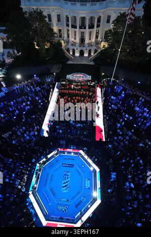 People arrive for UFC Freedom 250 on the South Lawn of the White House ...