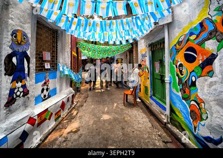 Members of Dishari club seen decorated the wall as per the Flag of ...