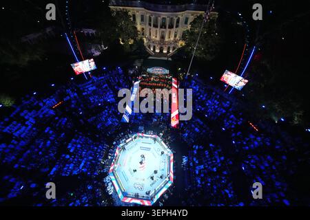 The ring and the White House are seen during UFC Freedom 250 on the ...