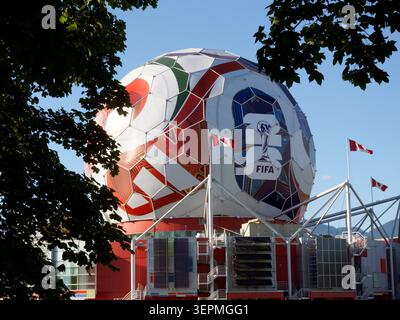 Vancouver, Canada - June 13, 2026: The red Turkiye team bus, its side ...