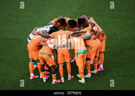 Players of Cote d'Ivoire forma circle prior to the FIFA World Cup 2026 ...