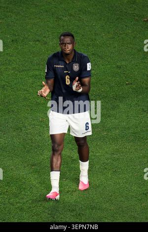 Willian Pacho of Ecuador reacxts during the FIFA World Cup 2026 Group E ...