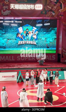 Singer Mika Hashizume teaches fans how to play soccer at Tmall World ...
