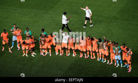 Players of Cote d'Ivoire celebrate the victory at the end of the FIFA ...