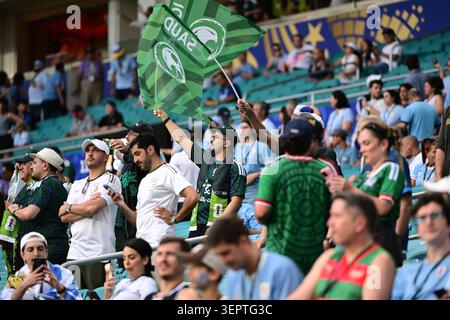 Uruguay fans wave their flags prior to the Group Stage match of the ...
