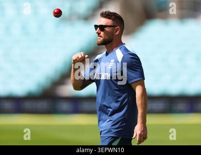 England head coach Brendon McCullum during a nets session at The Kia ...