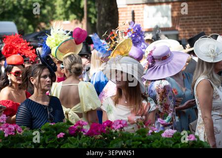 Racegoers on one of Royal Ascot at Ascot Racecourse Berkshire. Picture ...