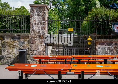 Oslo 20260616. A football party is being set up in Oslo ahead of Norway ...