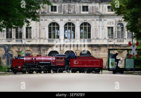 13 June 2026, Saxony, Dresden: The steam locomotive Moritz of the ...