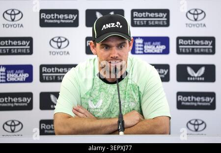 New Zealand captain Tom Latham during the press conference during a ...