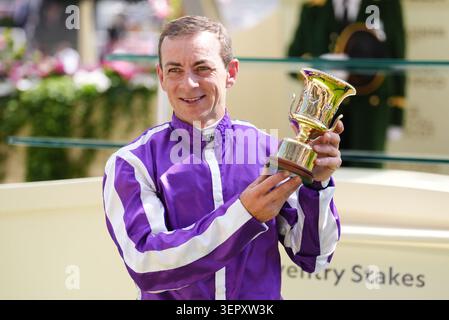 Jockey Wayne Lordan after winning the Coventry Stakes during day one of ...