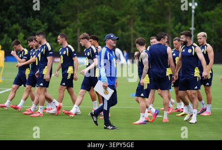 Scotland manager Steve Clark during a training session at the Atrium ...
