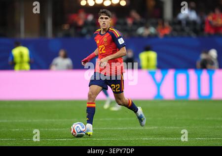 Pau Cubarsi (Spain) controls the ball during Spain and Cape Verde ...