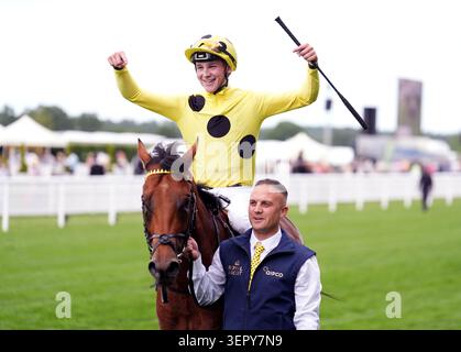 Billy Loughnane aboard Bow Echo after winning the St James's Palace ...